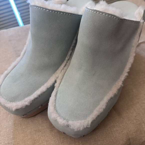 UGG | Shoes | Ugg Light Blue Shearling Lined Mules Brand New | Poshmark